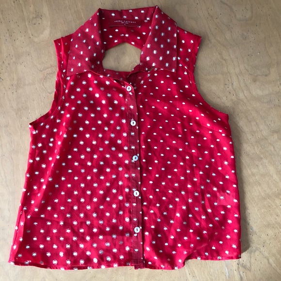 AKIRA | Tops | Akira Chicago Red And Gold Blouse M | Poshmark